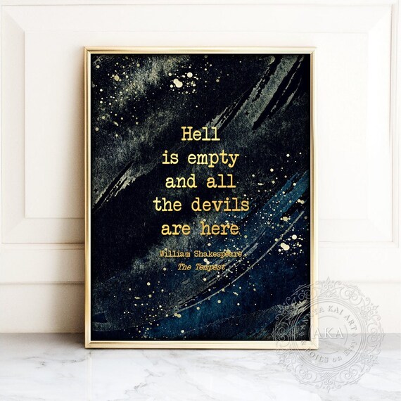 William Shakespeare Quote Wall Art Hell is Empty and All the - Etsy