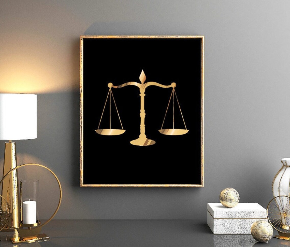Gold Foil Scales of Justice Print: Lawyer Gift, Law School Graduation ...
