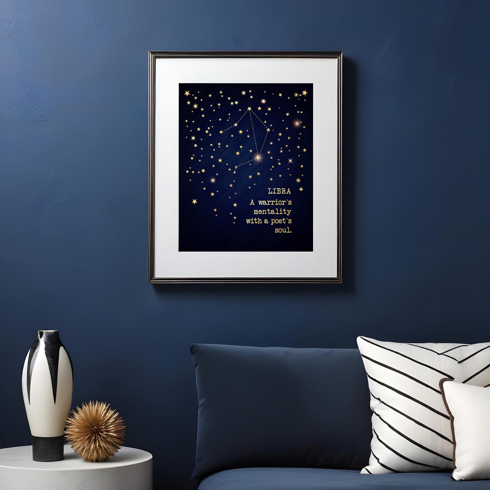 Libra Zodiac Art Print: Real Gold Constellation, October Birthday Gift ...