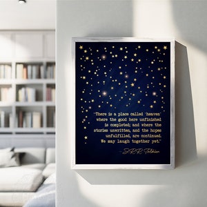 Heaven J.R.R. Tolkien Quote - Gold Stars & Text - FRAMED Wall Art ...