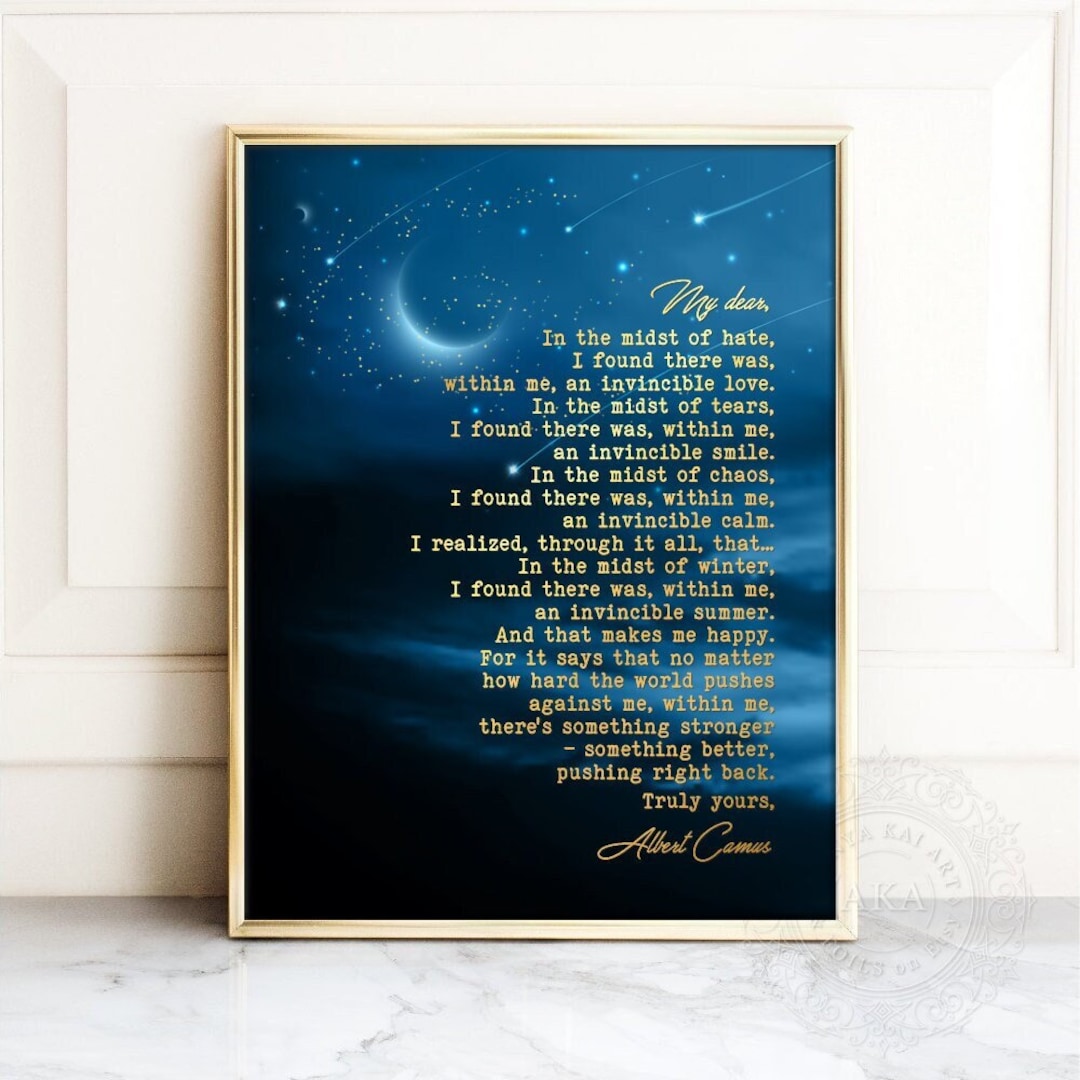 Albert Camus Book Quote Wall Art - the Stranger in the Midst of Winter ...