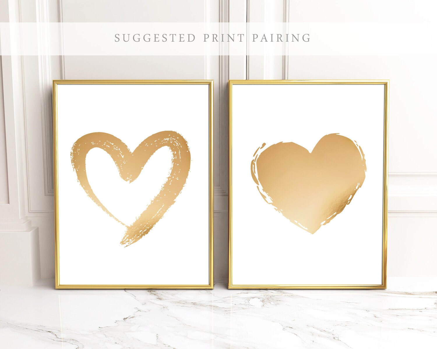 Heart Art Print Heart Art Work Heart Wall Art Gold Foil | Etsy