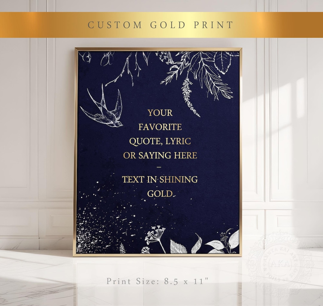 Custom Quote Print Sign - GOLD Text Made With Real Metal - Personalized ...