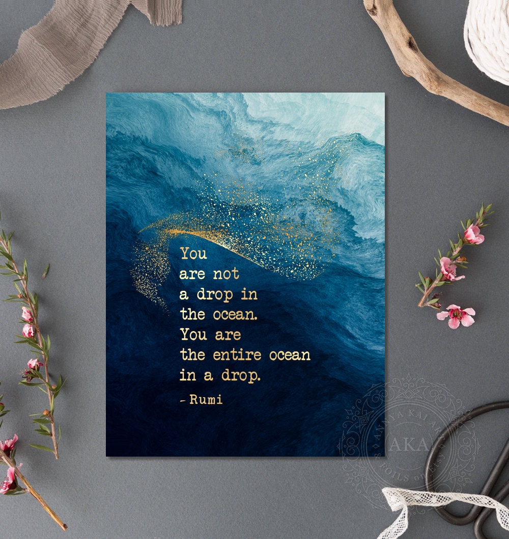 Ocean Theme Rumi Quote Inspirational Wall Art - You Are Not a Drop in ...