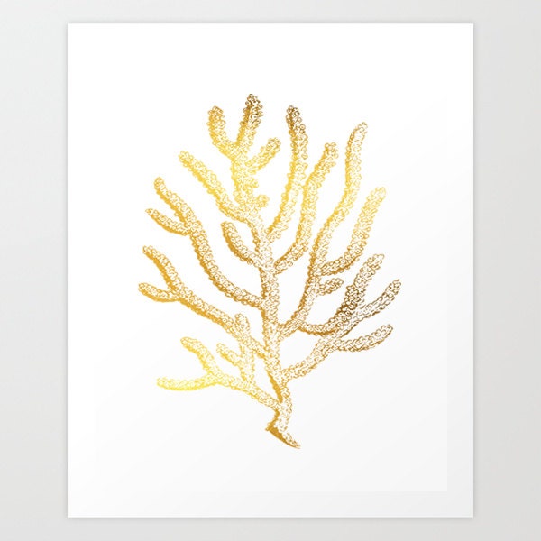 Gold Coral Print Set of 4 Coral Art Prints Real Gold Foil - Etsy