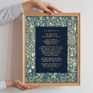 RUMI GUEST HOUSE Framed Print - Gold Lettering - Inspirational Poem ...