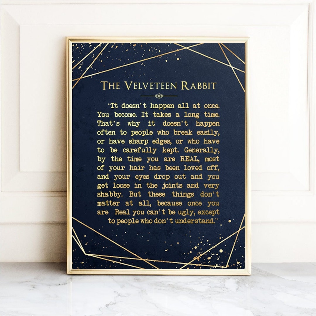 Velveteen Rabbit Quote Margery Williams - Literary Gift - Love ...