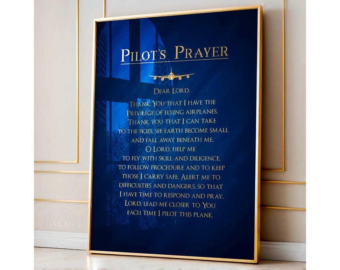 Pilot's Prayer Art Print: Gold Foil Aviation Gift, Framed Option - Etsy