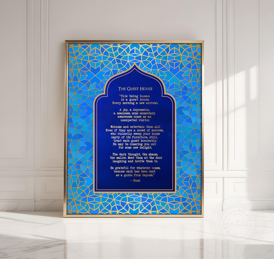 The Guest House Rumi Poetry Print - Physical Print Made With Real Gold ...