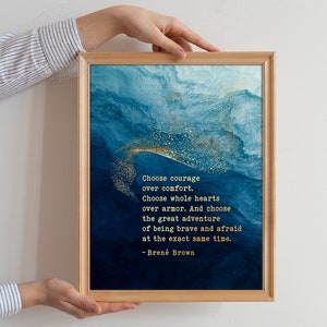 Brene Brown Wall Art - Quote Choose Courage Over Comfort - Gold Foil ...