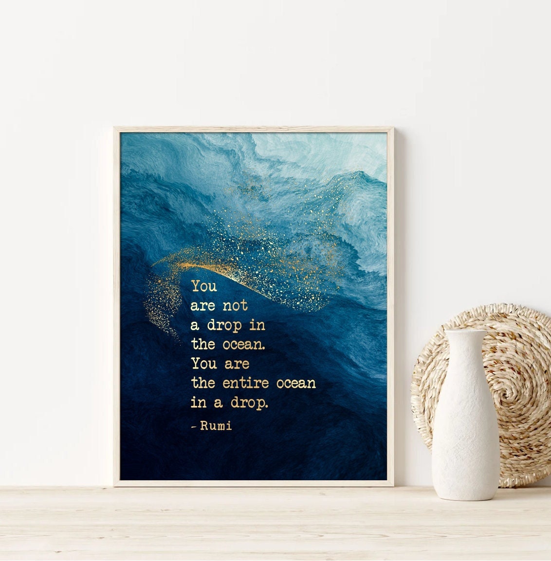 Ocean Theme Rumi Quote Inspirational Wall Art - You Are Not a Drop in ...