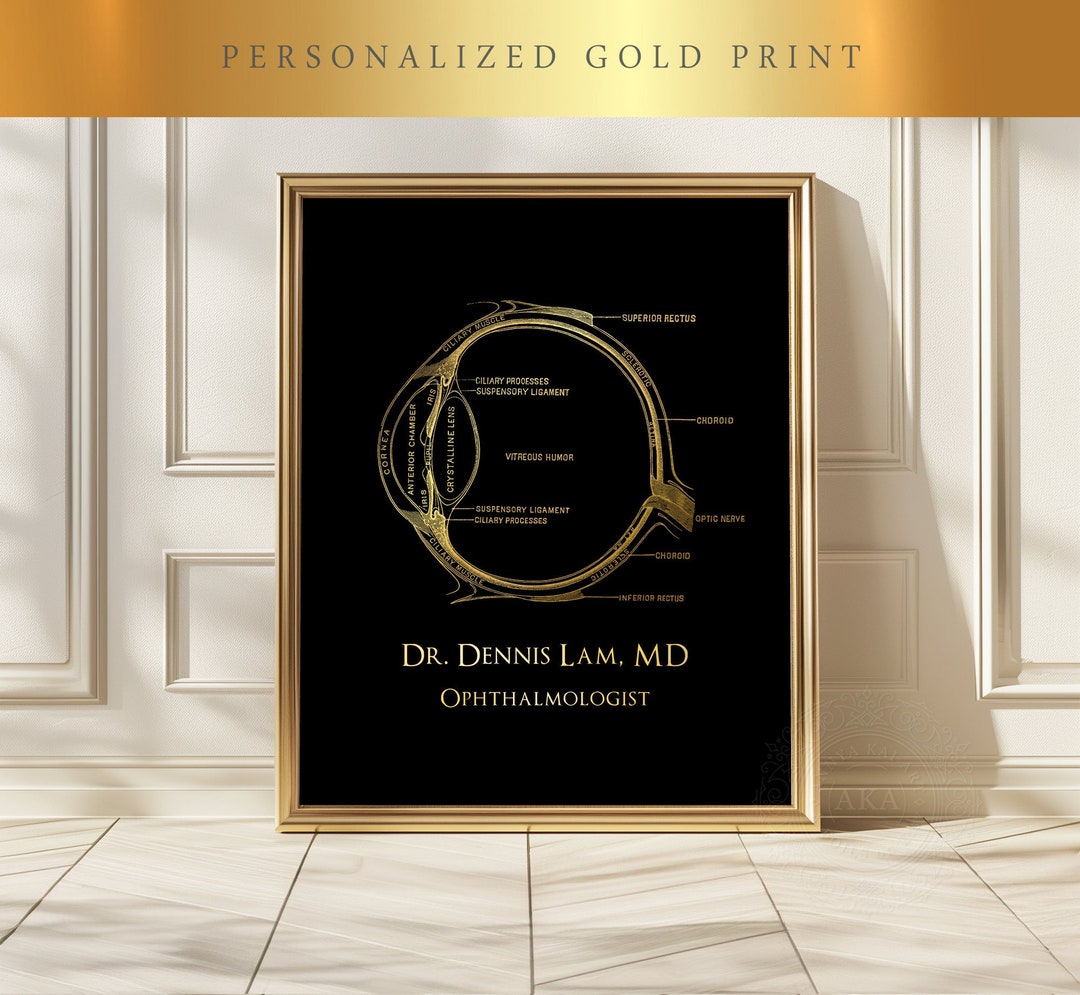 Optometrist Gift Framed GOLD Anatomy - Optometry Art - Ophthalmologist ...