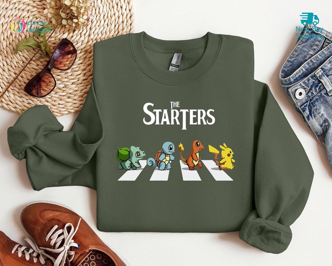The Starters Shirt, PKM Characters Sweatshirt, Anime Hoodie, Retro Game ...