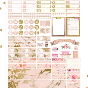 Marble Planner Stickers, Printable, Weekly Kit, Gold Stickers, Glam ...