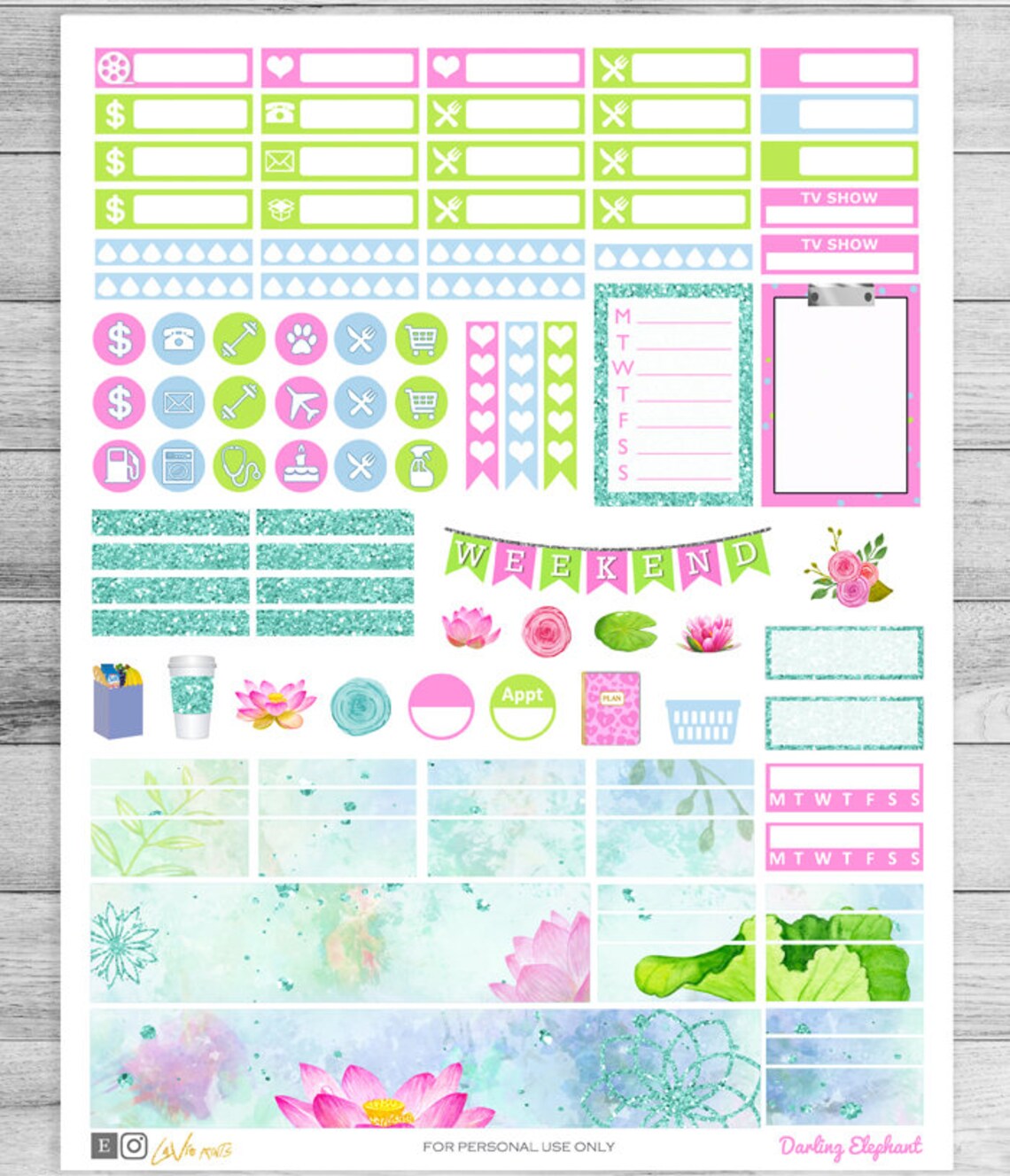 Elephant Planner Stickers Printable Planner Stickers Weekly - Etsy