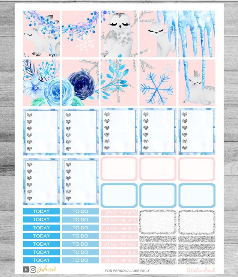 Winter Printable Planner Stickers, Weekly Kit, Glam Planner, Christmas ...