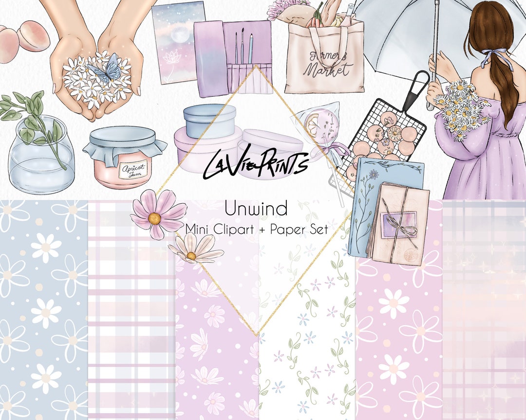 Spring Floral Clipart & Scrapbook Paper Set (digital Download) - Etsy
