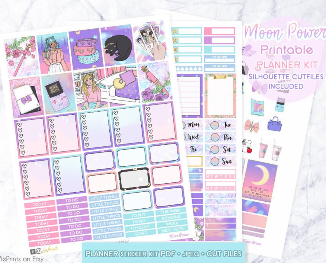 Weekly Kit Printable Planner Stickers, Pastel Kawaii Stickers, Sailor ...