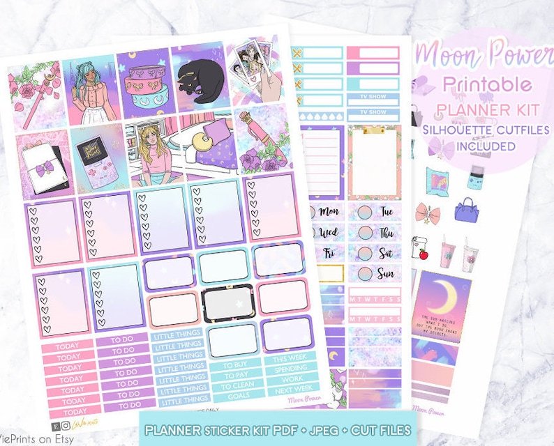 Weekly Kit Printable Planner Stickers Pastel Kawaii Stickers - Etsy