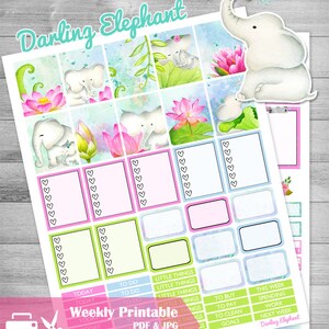 Elephant Planner Stickers, Printable Planner Stickers, Weekly Kit ...