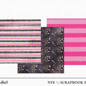New Years Eve Digital Scrapbook Paper, Fashion Hand Drawn, Pattern ...