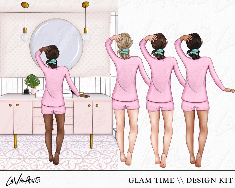 Glam Time Clip Art Fashion Illustrations Glam Planner Girl - Etsy