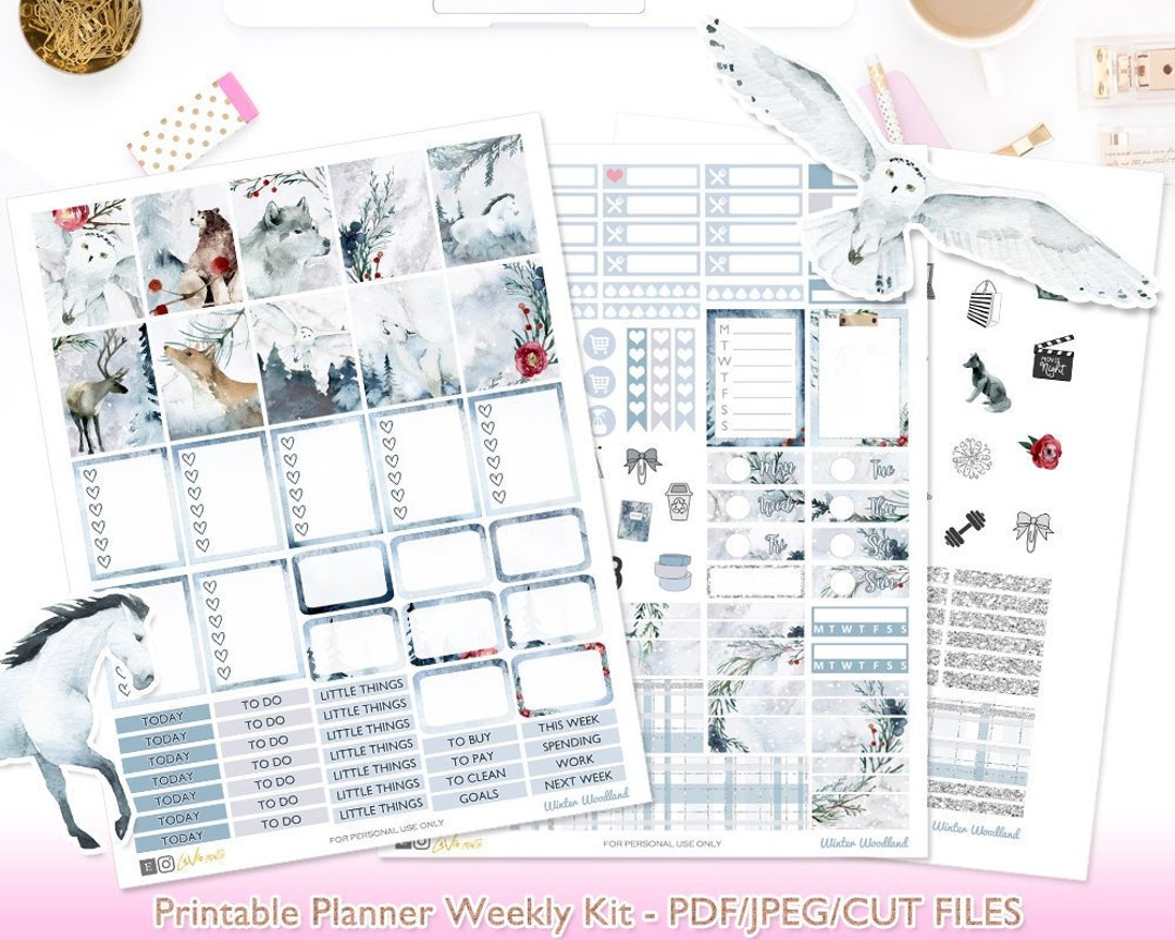 Winter Woodland Weekly Kit Printable Planner Stickers - Winter Weekly ...