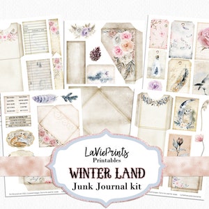 Floral Junk Journal Kit, Winter Woodland, Ephemera, Woodland Animals ...