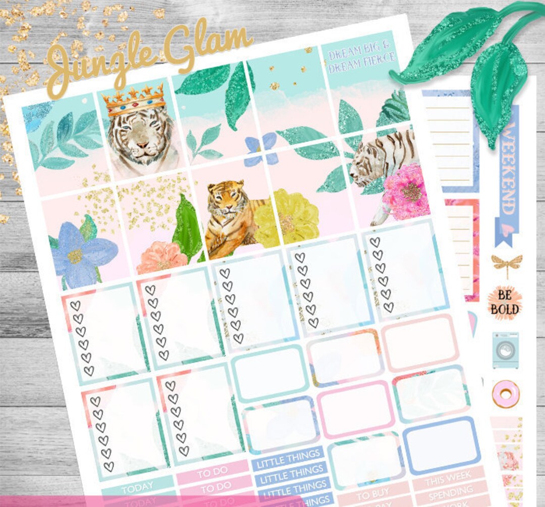 Printable Planner Stickers, Fantasy Stickers, Tiger, Weekly Kit, Use ...