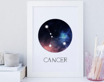 Cancer Constellation Digital Art Zodiac Printable Galaxy Horoscope - Etsy
