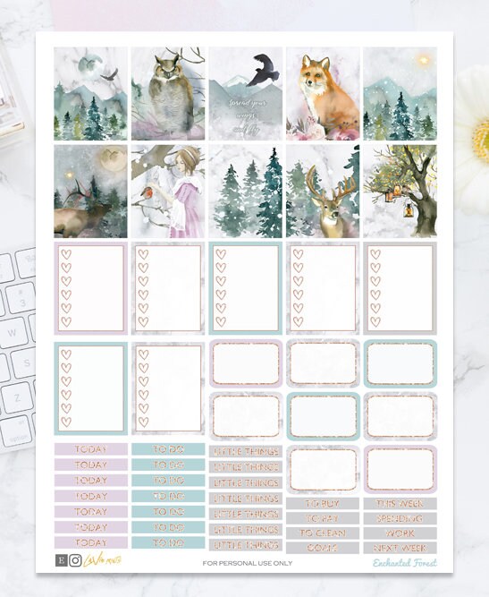 Enchanted Forest Weekly Kit Printable Planner Stickers - Etsy