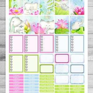 Elephant Planner Stickers, Printable Planner Stickers, Weekly Kit ...