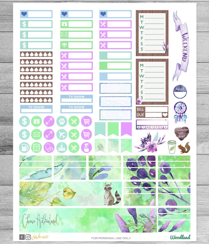 Woodland Animal Stickers, Printable Planner Stickers, Use With Erin ...