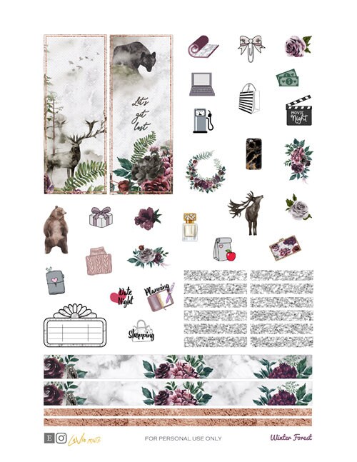 Winter Forest Weekly Kit Printable Planner Stickers - Winter Woodland ...