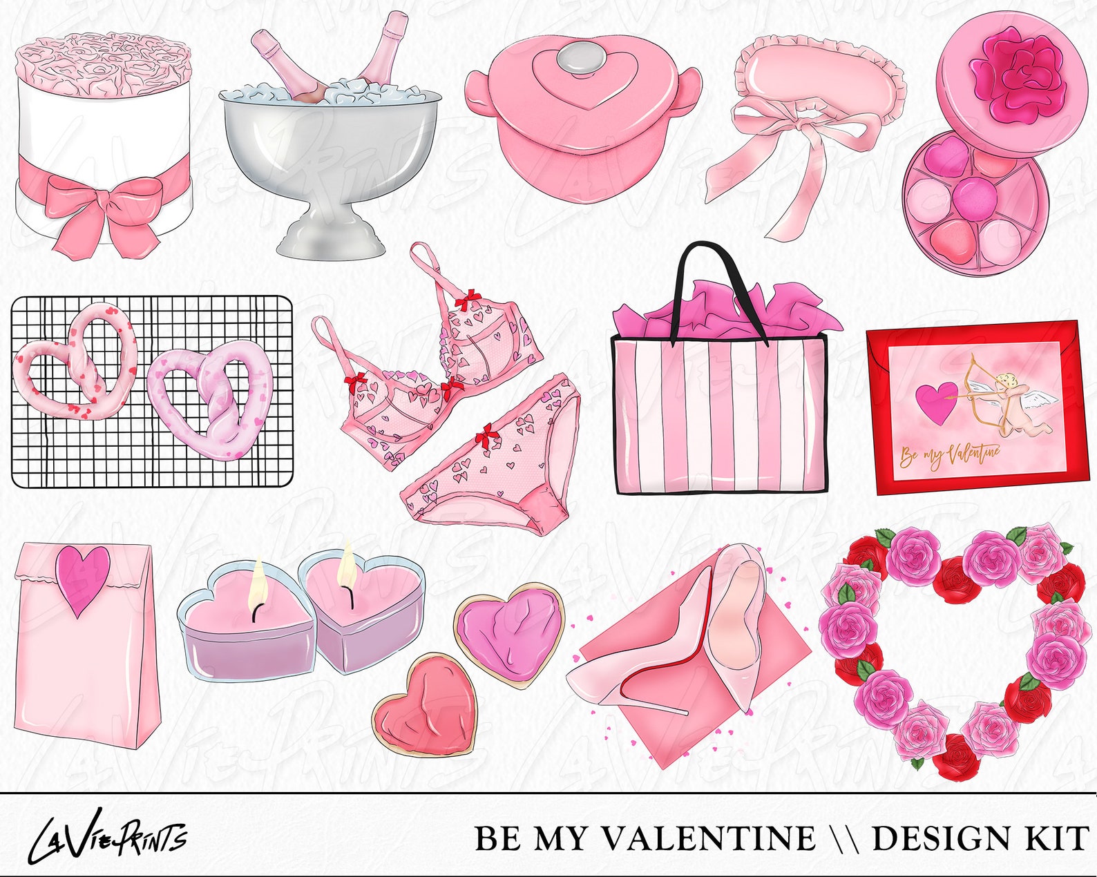 Valentine's Day Clipart Fashion Illustrations Romantic - Etsy
