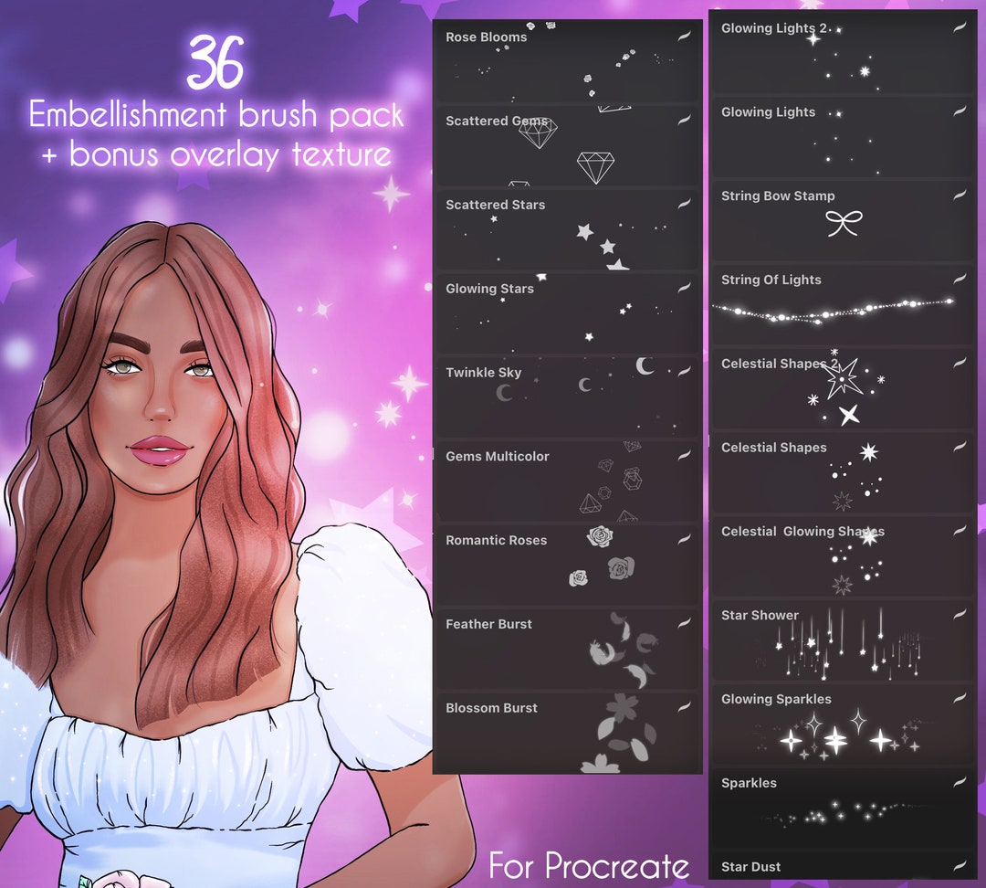 Procreate Brush Set: Pretty Element Stamps, Sparkle & Glitter (digital ...