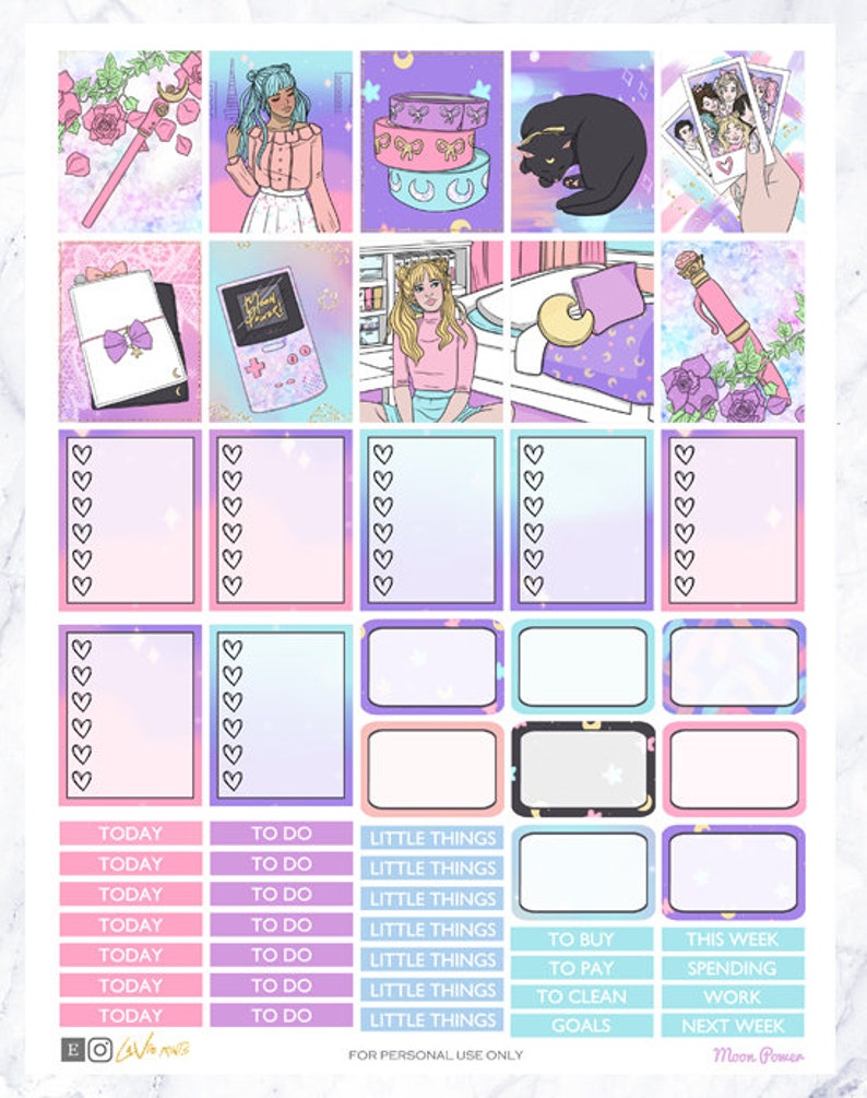 Weekly Kit Printable Planner Stickers Pastel Kawaii Stickers - Etsy