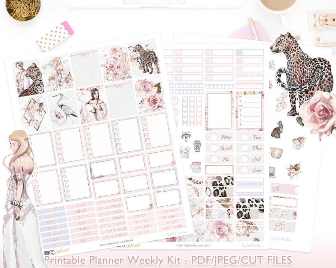 Delicate Summer Weekly Kit Printable Planner Stickers - Floral Weekly ...