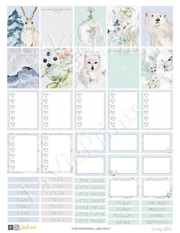 Winter Snow Globe Weekly Kit Printable Planner Stickers - Etsy Canada