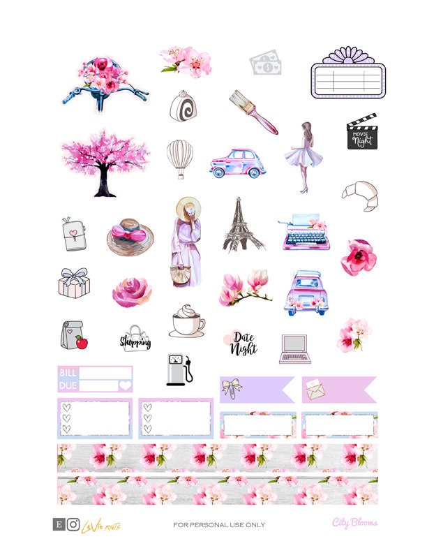 Cherry Blossom Printable Weekly Kit Spring Planner Stickers - Etsy