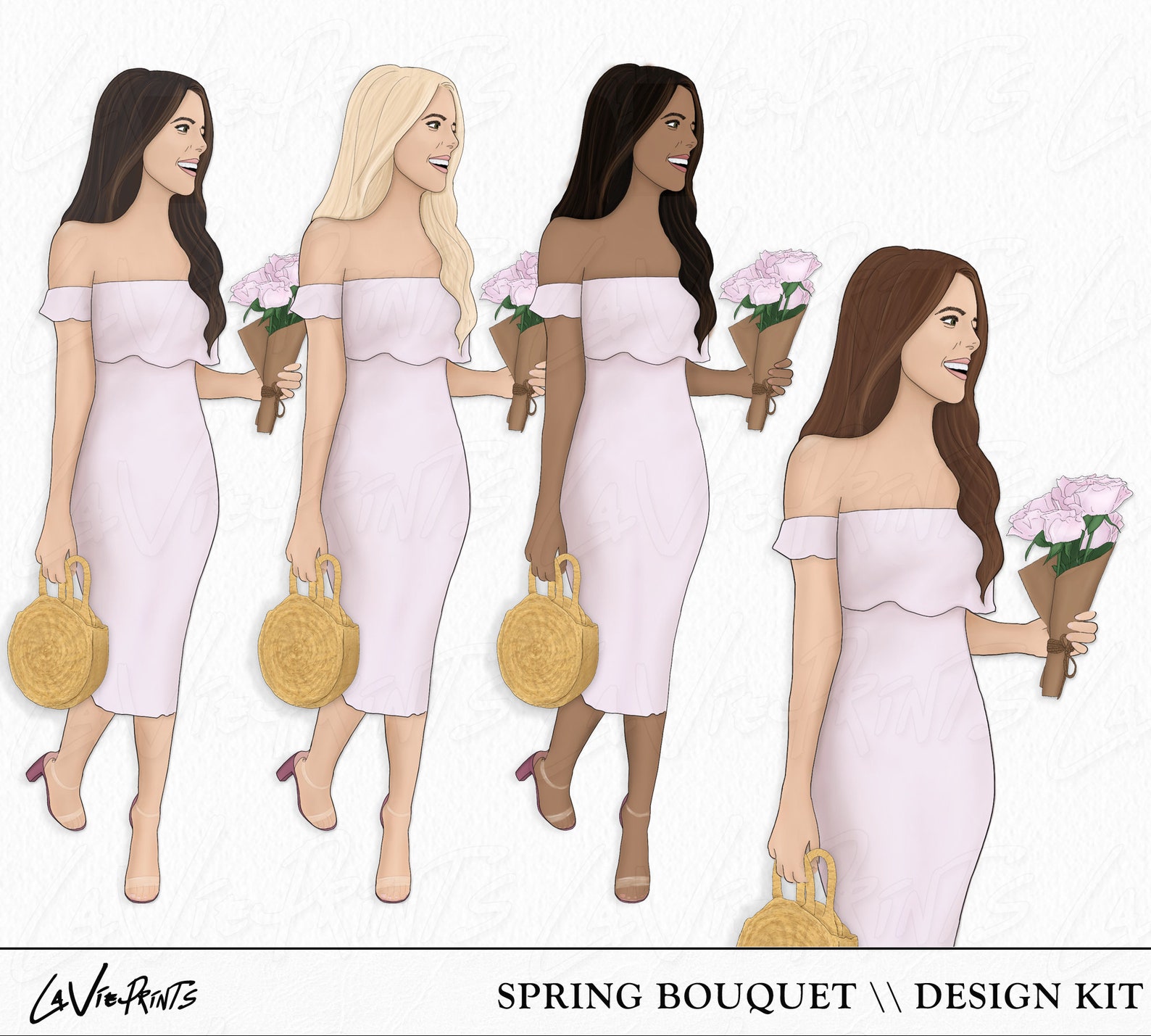 Spring Clipart Fashion Illustrations Fashion Girl Hand - Etsy