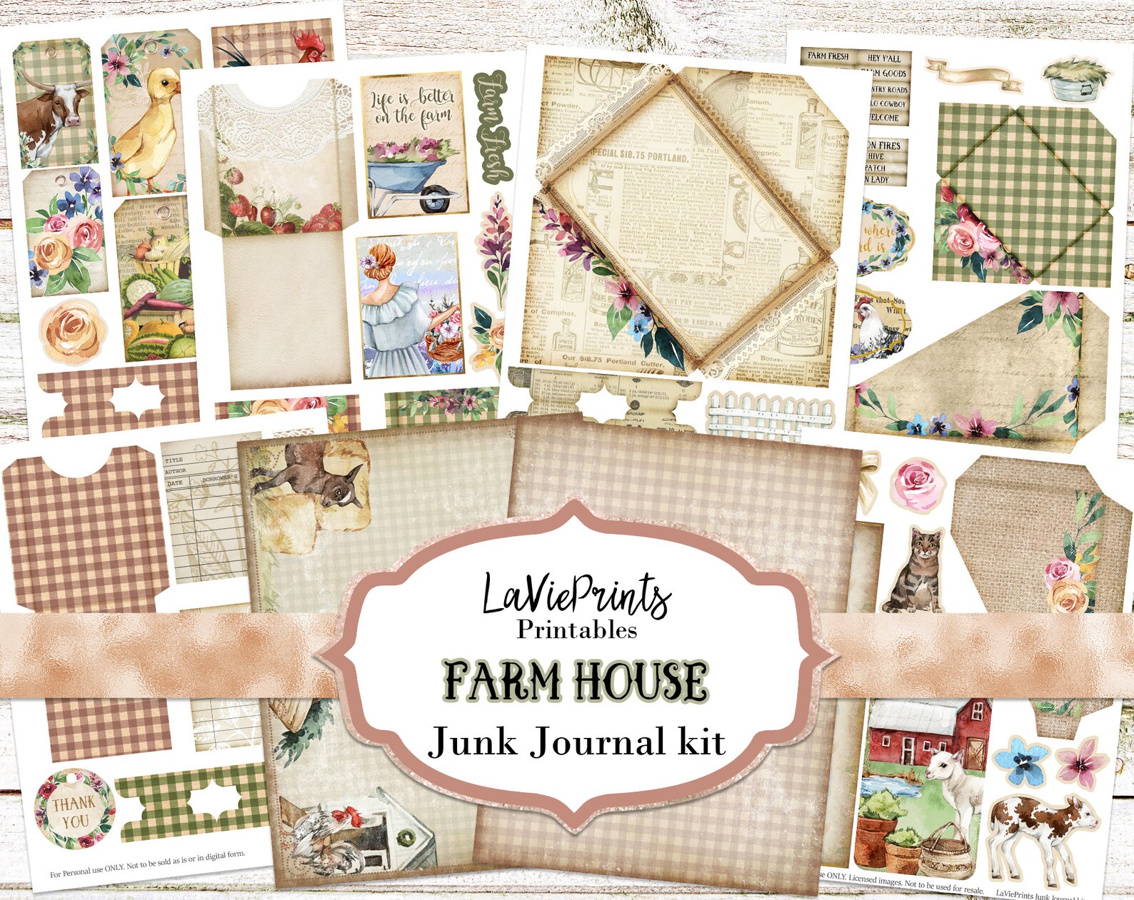 Farm Animals Junk Journal Kit Printable Farm House Junk - Etsy