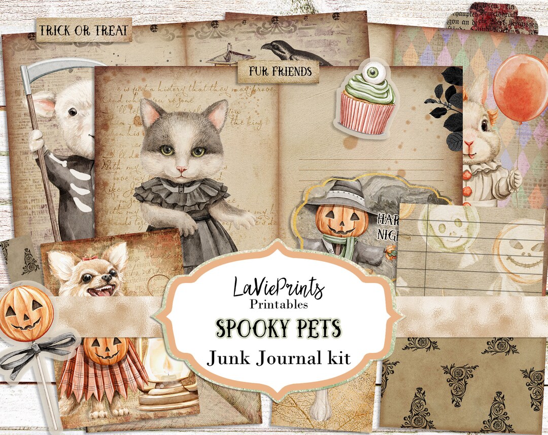 Spooky Pets Junk Journal Printable | Scrapbooking Antique Papers ...