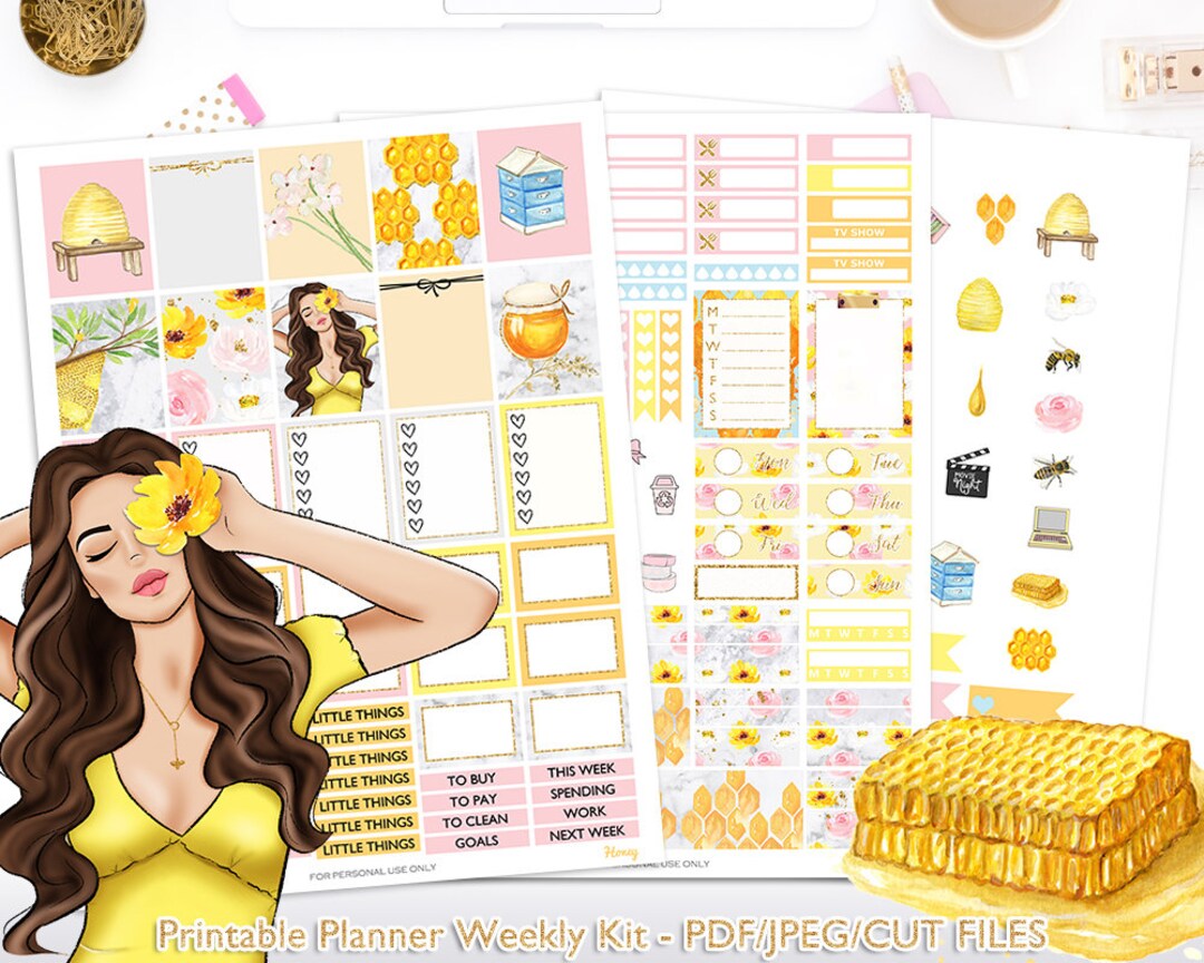 Honey Bee Weekly Kit Printable Planner Stickers Planner Girl - Etsy