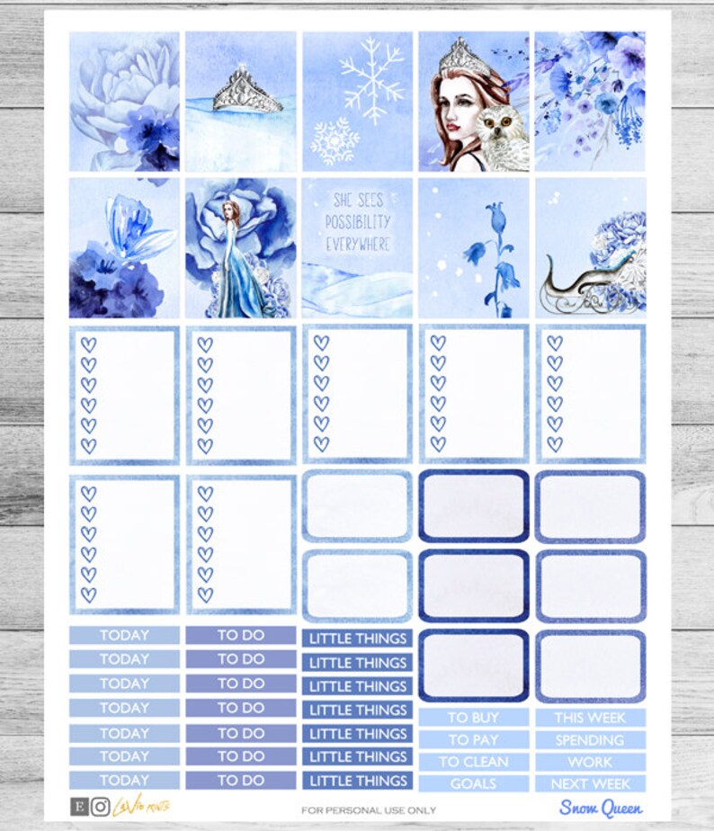 Winter printable Planner Stickers use with Erin Condren Snow | Etsy