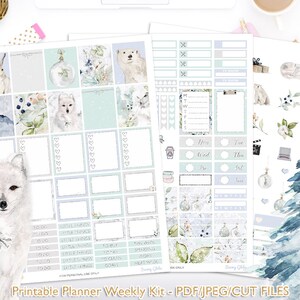 Winter Snow Globe Weekly Kit, Printable Planner Stickers, Winter Forest ...