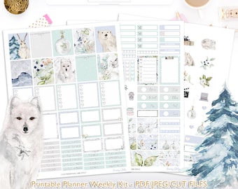 Winter Woodland Weekly Kit Printable Planner Stickers Winter | Etsy