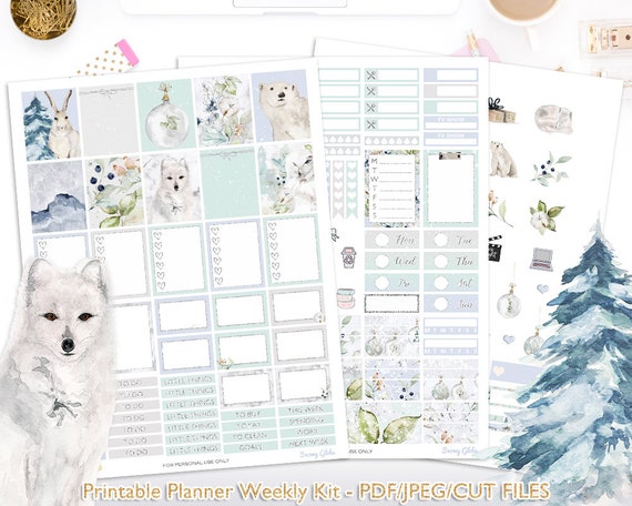 Winter Snow Globe Weekly Kit Printable Planner Stickers | Etsy Canada