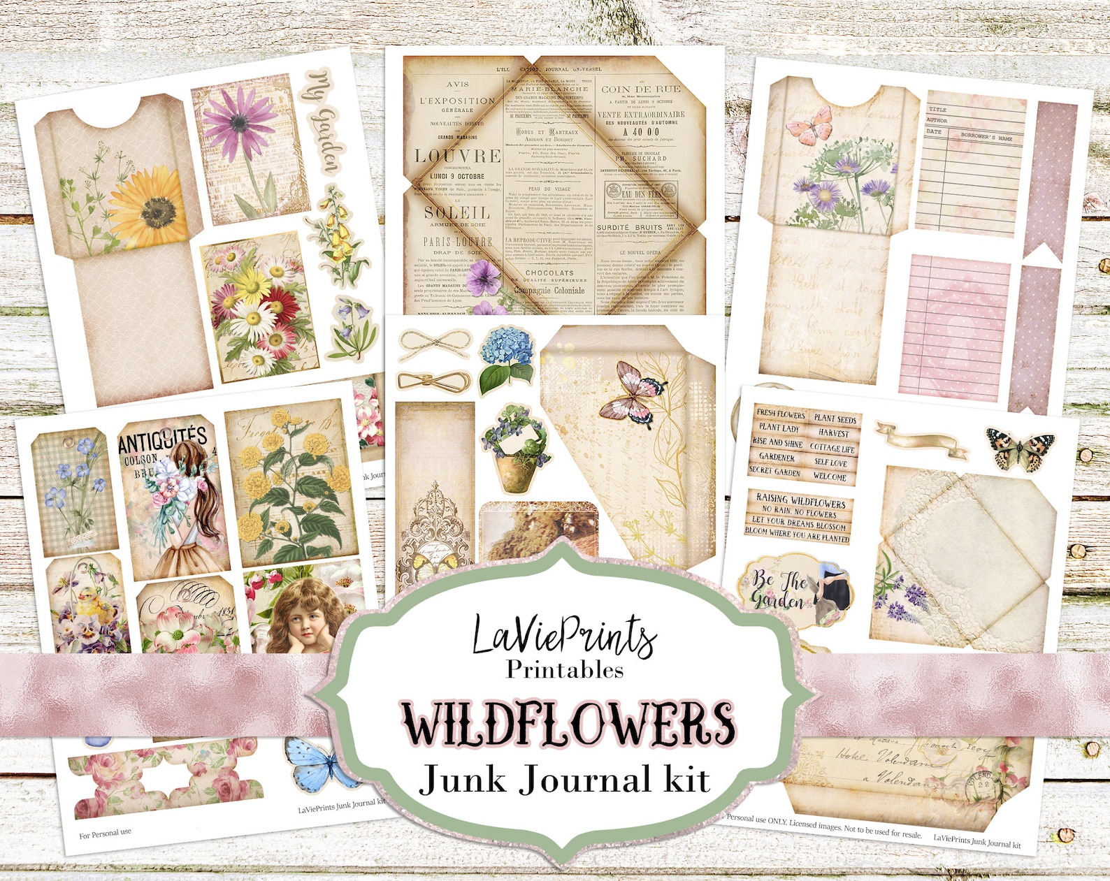 Wildflowers Junk Journal Kit Printable Junk Journal Digital - Etsy