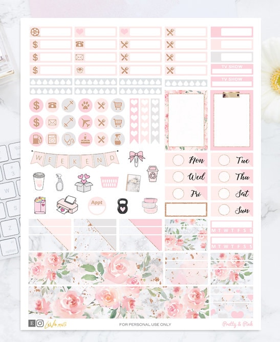 Pretty & Pink Weekly Kit Printable Planner Stickers Planner - Etsy Canada